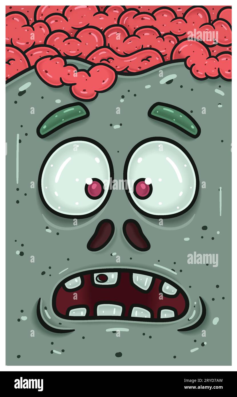 Disbelieving Expression of Zombie Face Character Cartoon. Wallpaper ...