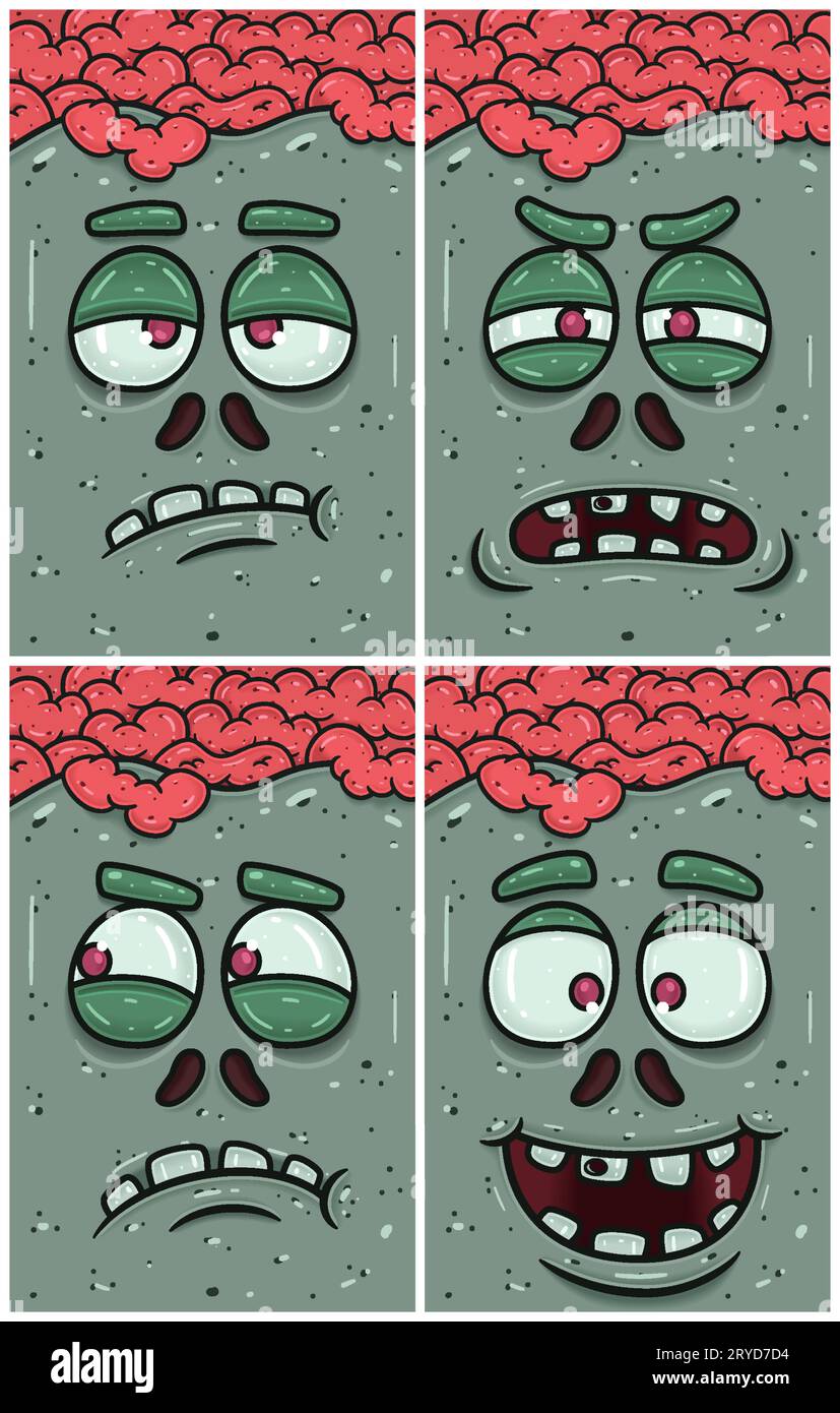 Bored, Suspecious, Jealous And Happy Expression of Zombie Face ...