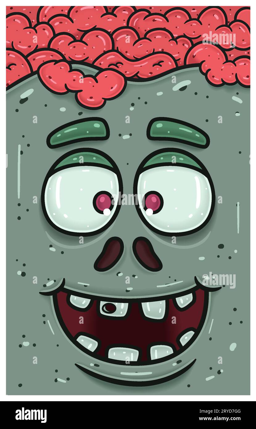 Happy Expression of Zombie Face Character Cartoon. Wallpaper, Cover ...