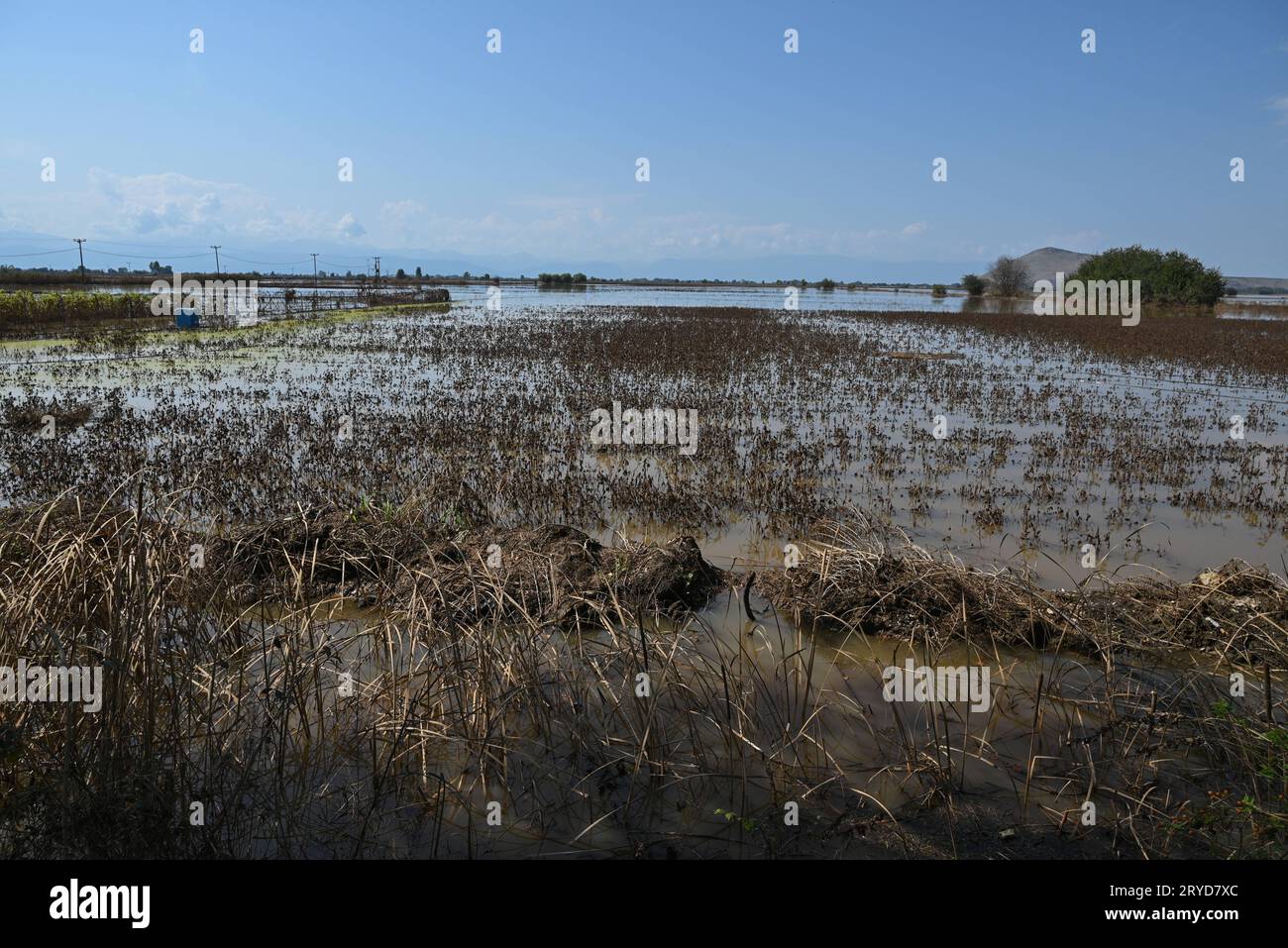 Large parts of Thessaly remain submerged in flood water as the region ...