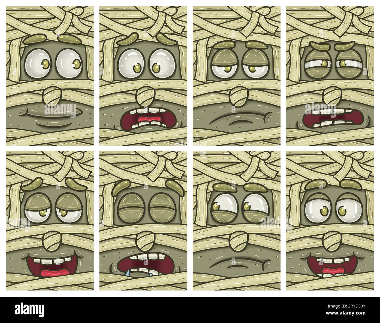 Mummy Face Expression Character Cartoon Set. Wallpaper, Cover, Label ...