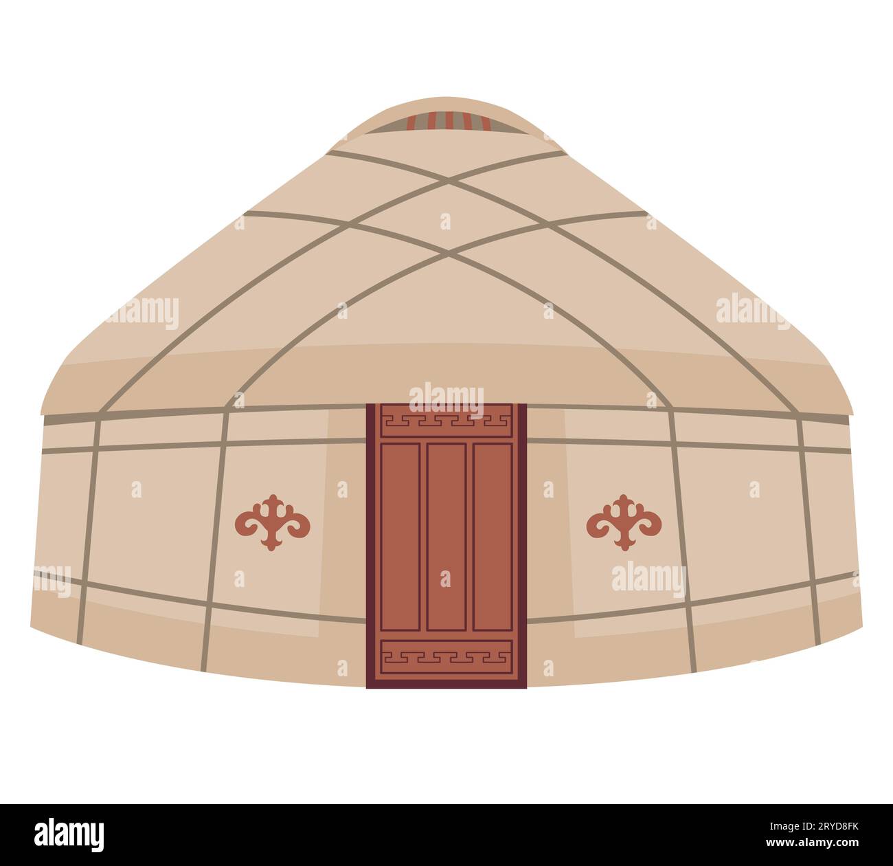 Yurt with national ornament. Vector illustration isolated on white ...