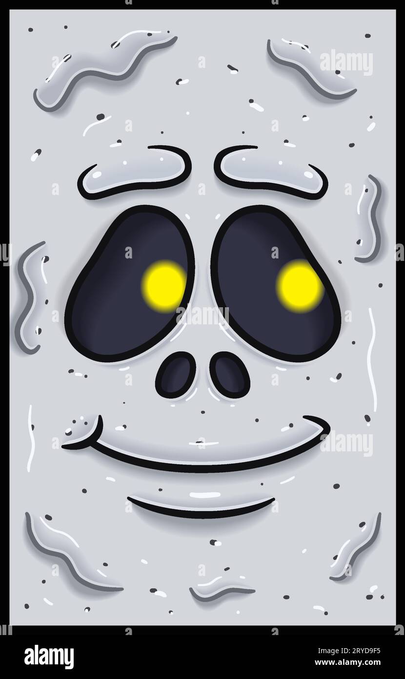 Hopeful Expression of White Ghost Face Expression Character Cartoon ...