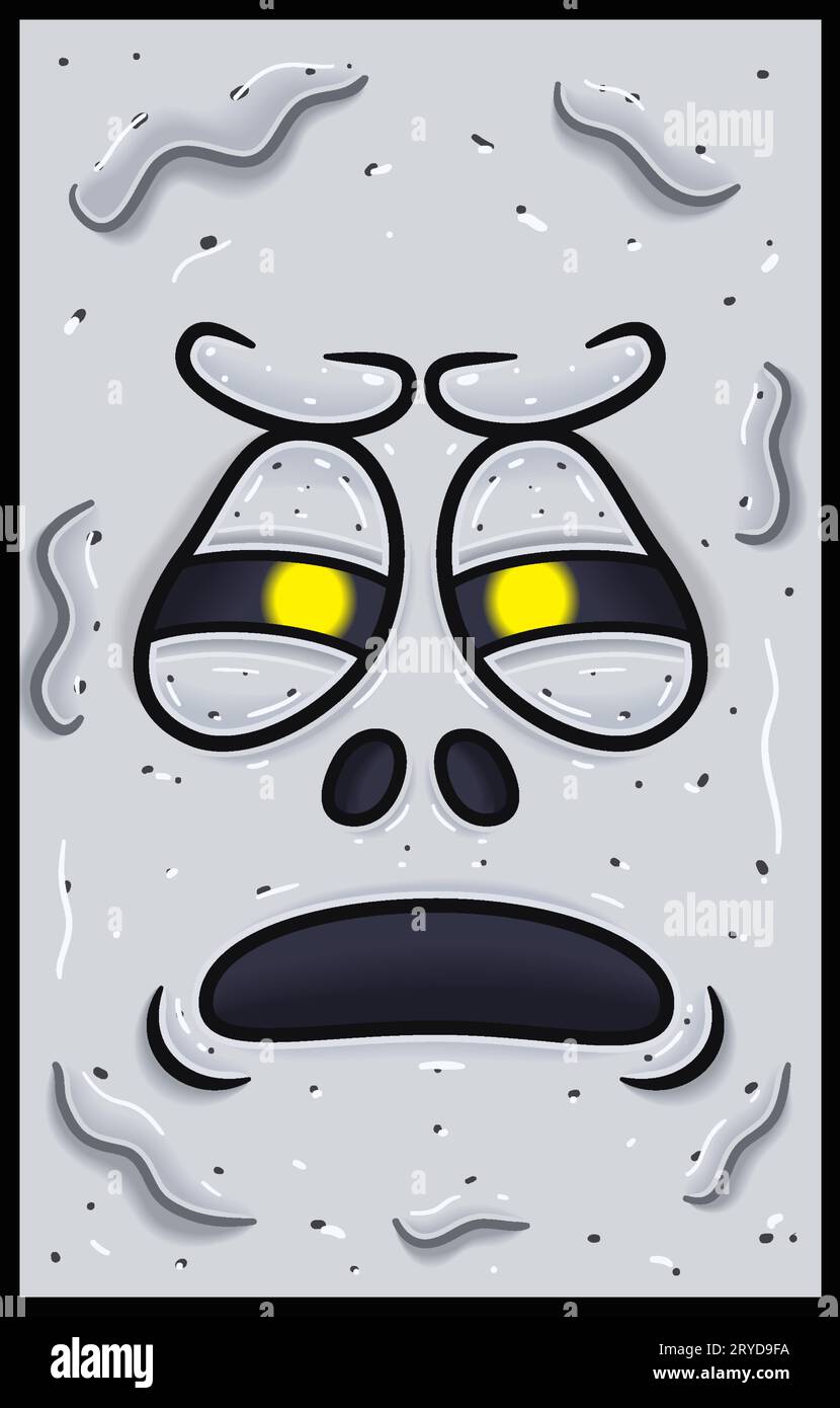 Suspecious Expression of White Ghost Face Expression Character Cartoon ...