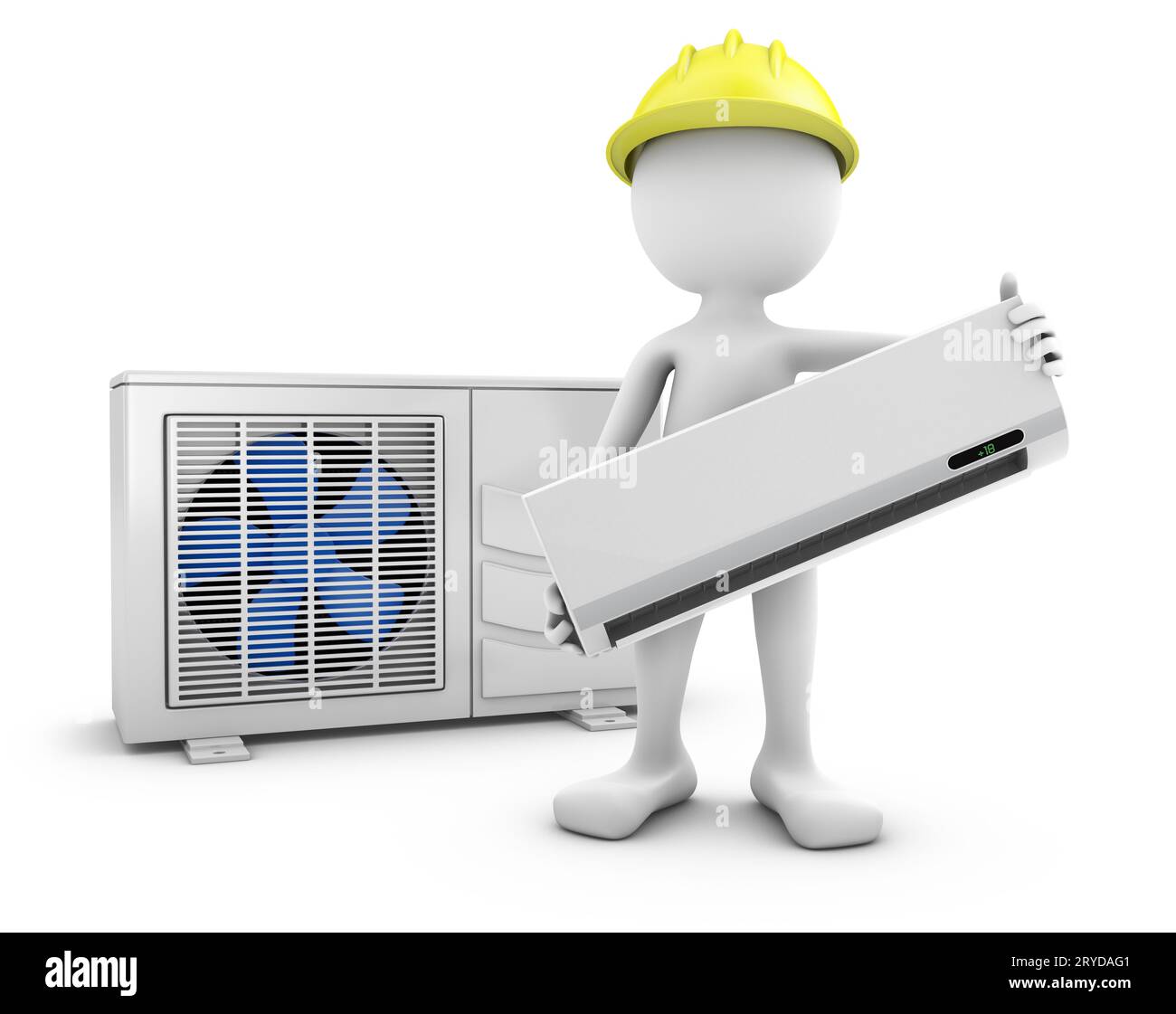 Man and air conditioner Stock Photo - Alamy