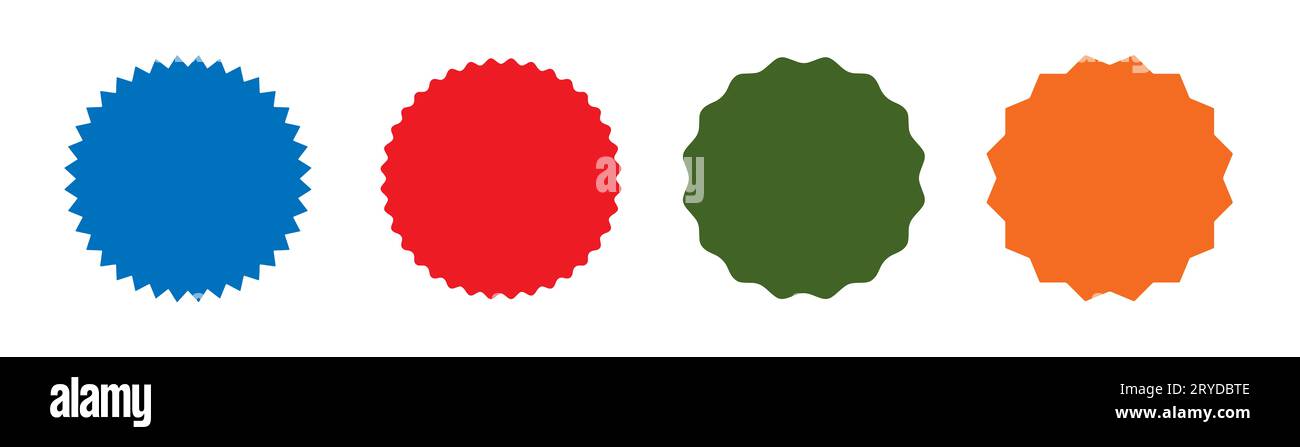 Close up for different colorful retro seal stamp badge shapes isolated ...