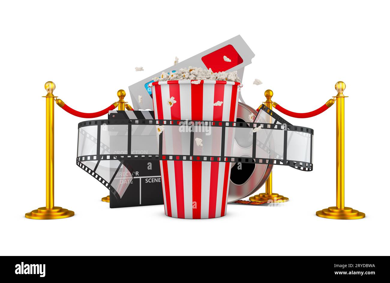 Film reel popcorn illustration Cut Out Stock Images & Pictures - Alamy