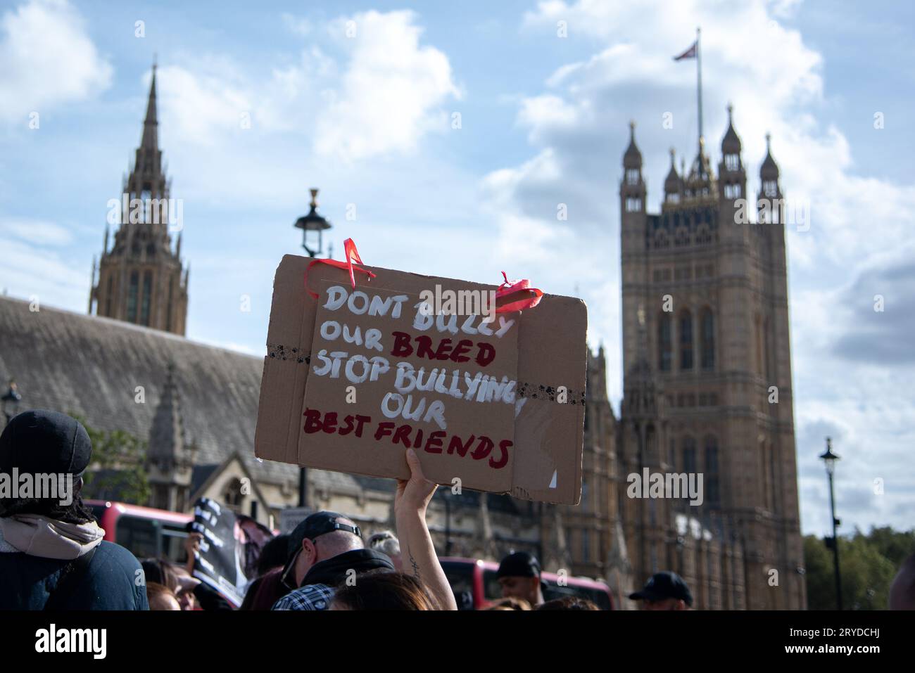 London, UK. 30th Sep, 2023. A protestor marches with a placard during ...