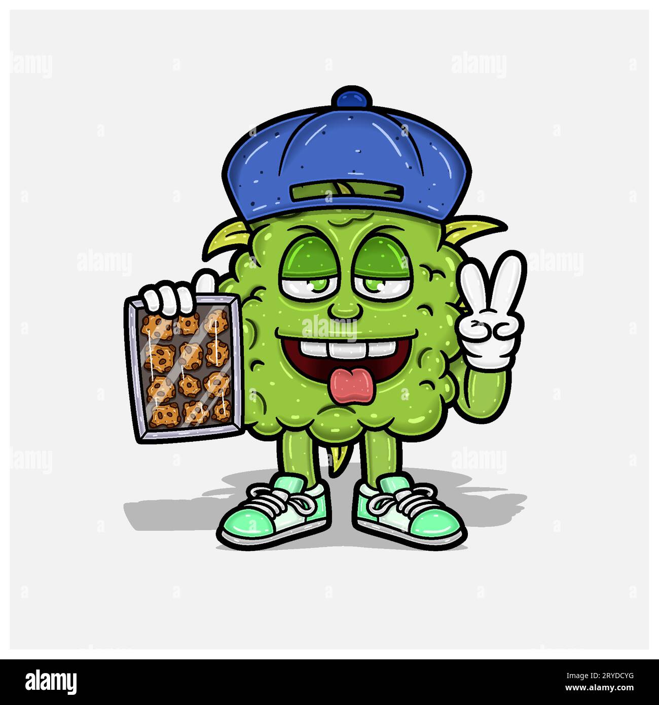 Weed Bud Mascot Cartoon Holding Cookies. For Mascot Logo, Tshirt Design ...