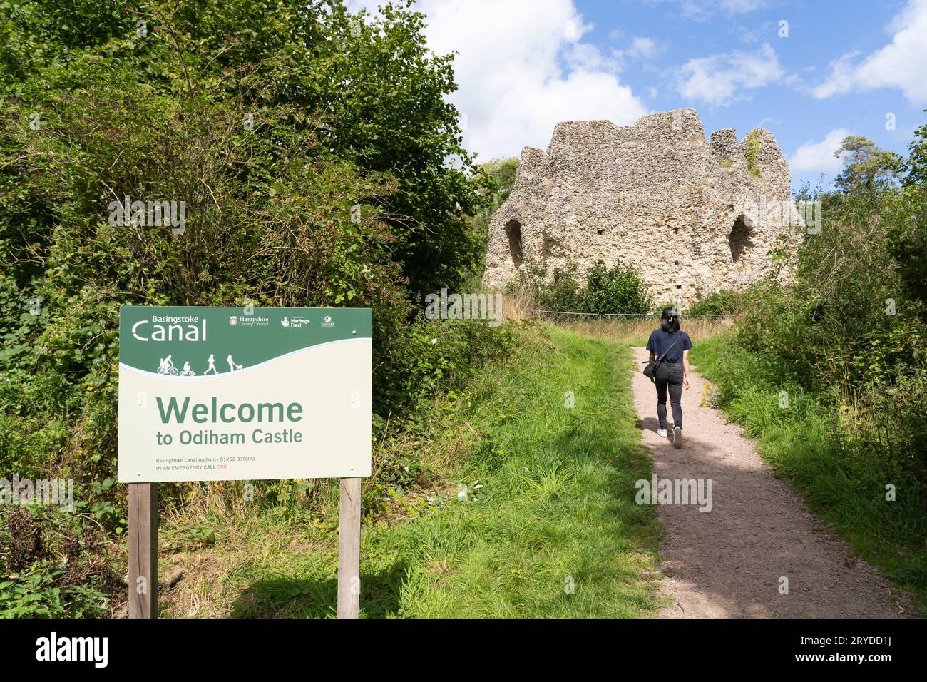 A visitor to the ruined Odiham Castle, also known as King John's castle ...