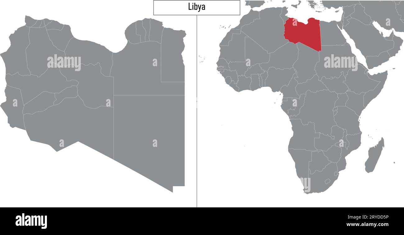 map of Libya and location on Africa map. Vector illustration Stock ...