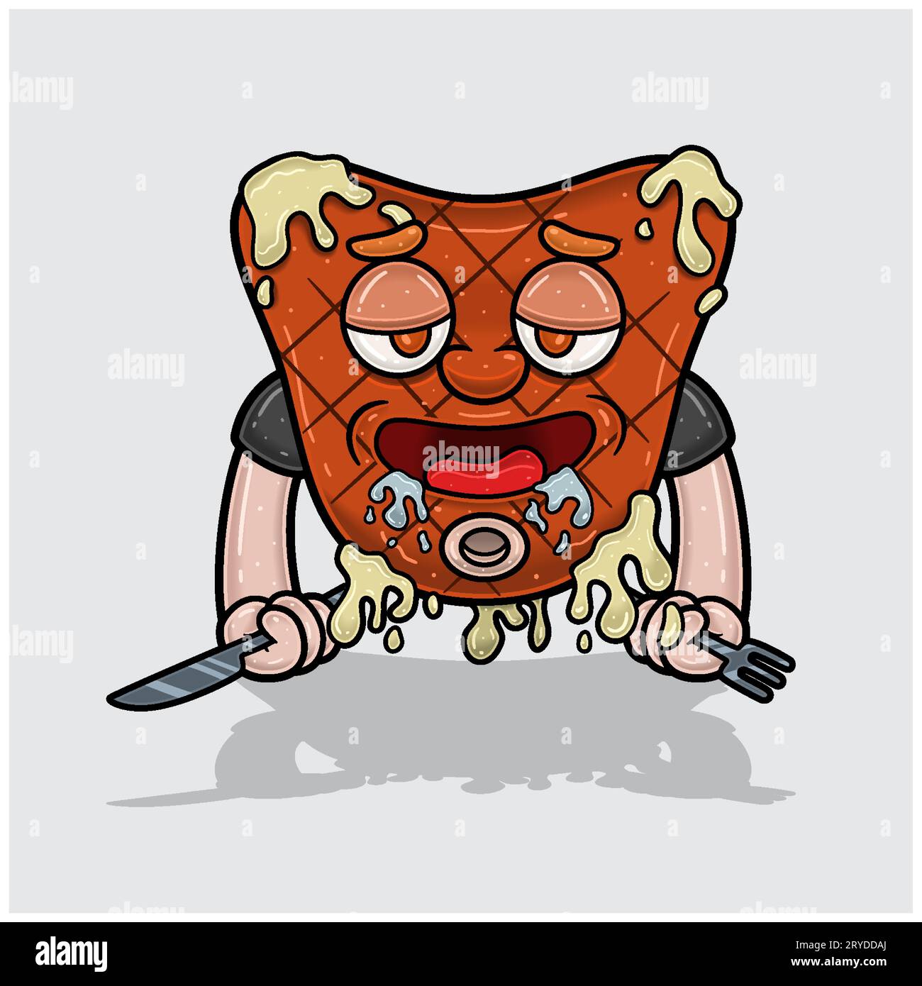 Mascot Cartoon of Steak With Hungry Face, Holding Knife And Fork. Free ...