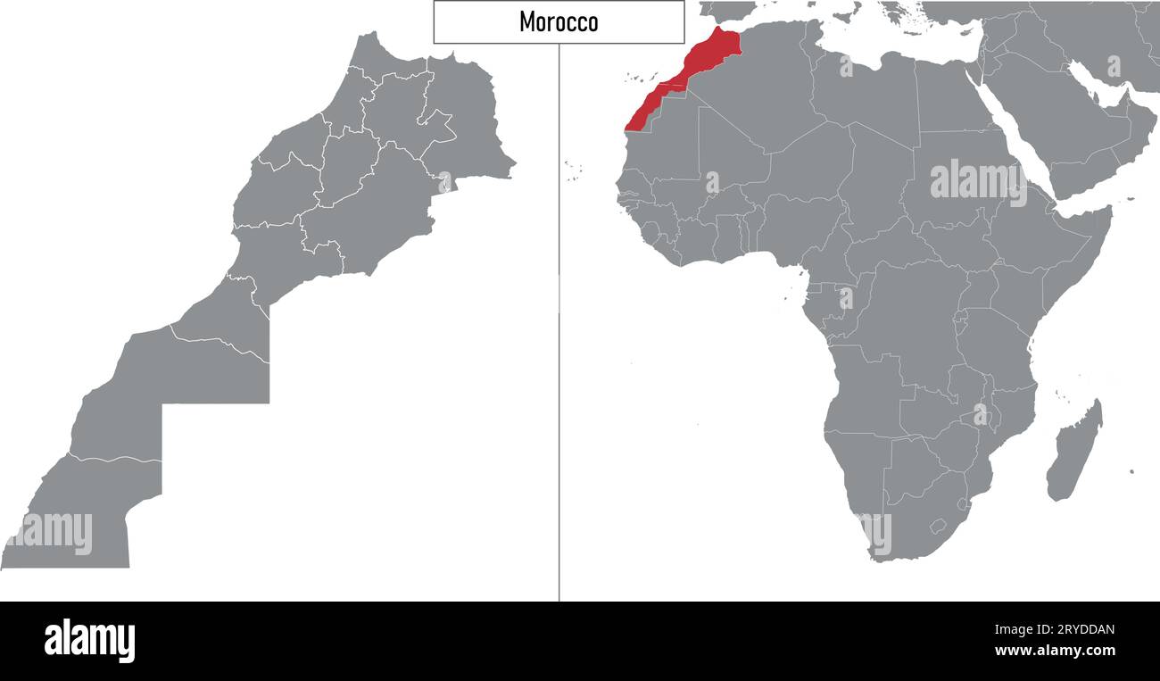 map of Morocco and location on Africa map. Vector illustration Stock ...
