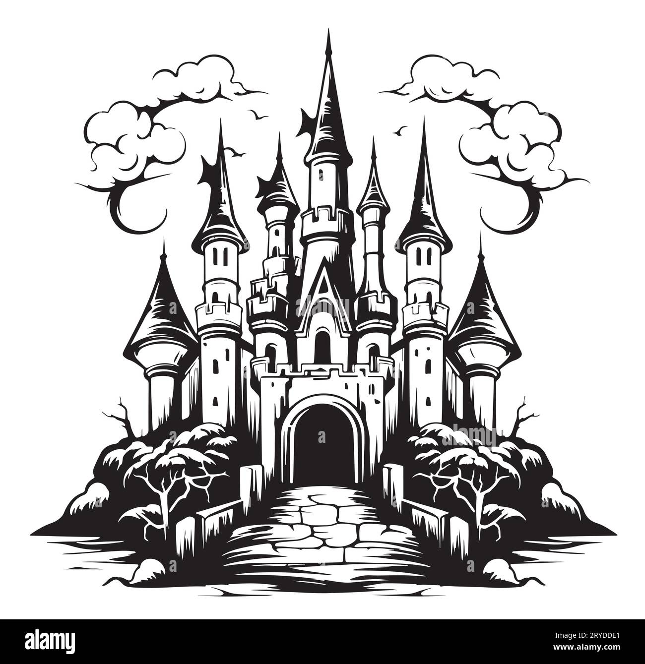 Old castle sketch hand drawn sketch illustration Stock Vector Image ...