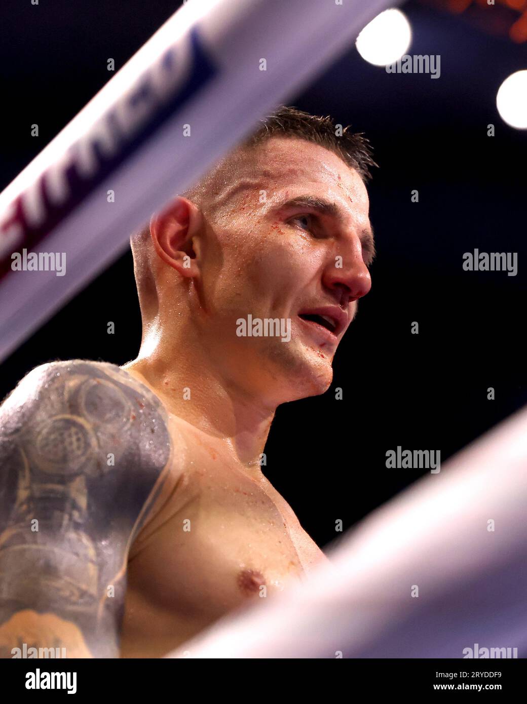 Bartlomiej Stryczek looks on during the Middleweight match against ...