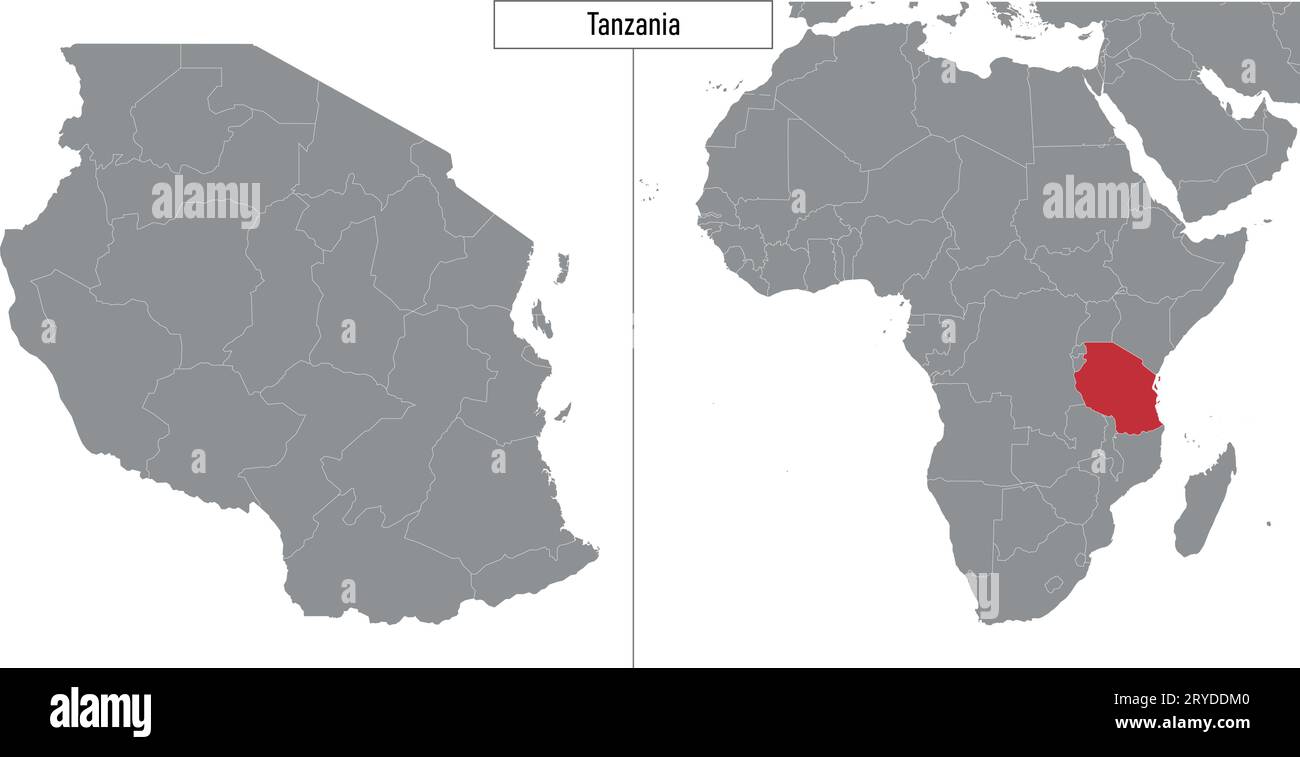 map of Tanzania and location on Africa map. Vector illustration Stock ...