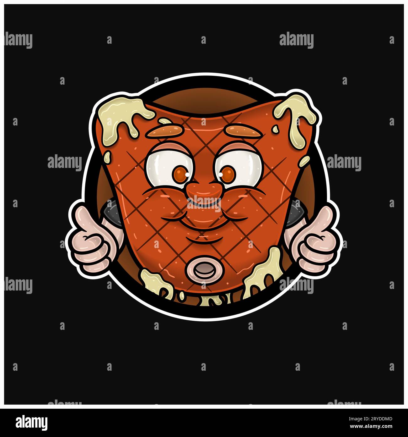 Mascot Cartoon of Steak With Happy Smile Face. Circle Logo and Free ...
