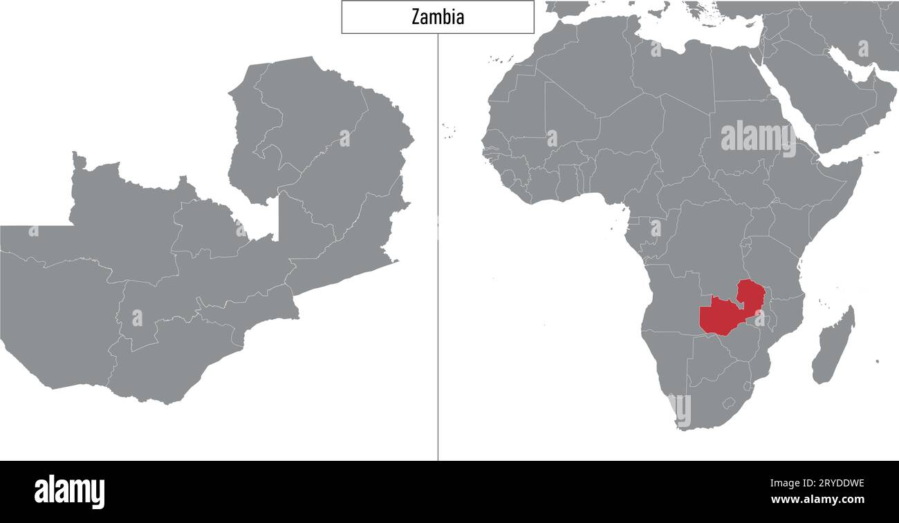 map of Zambia and location on Africa map. Vector illustration Stock ...