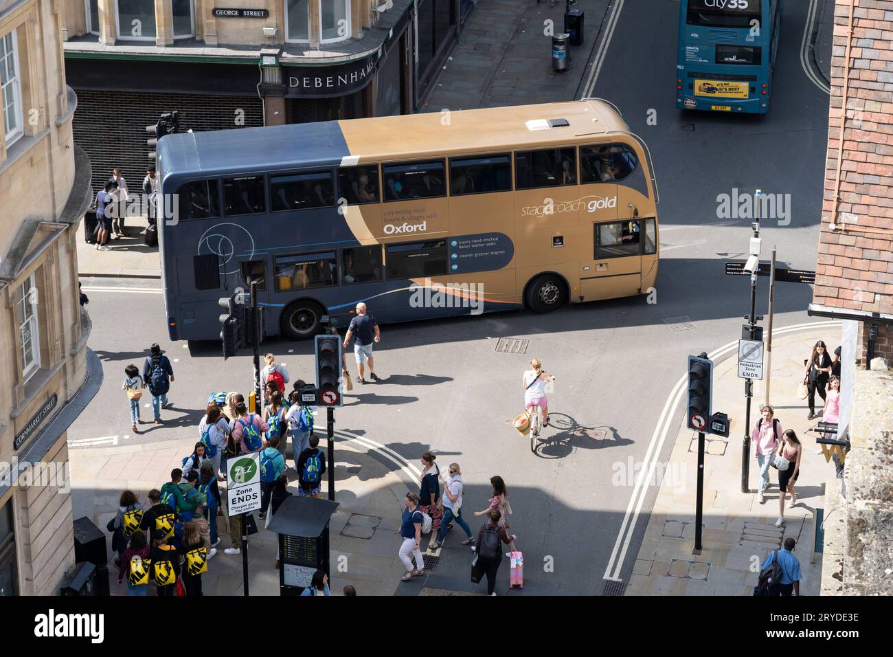 Aerial view of a Stagecoach Gold double decker bus - a luxury sub-brand ...