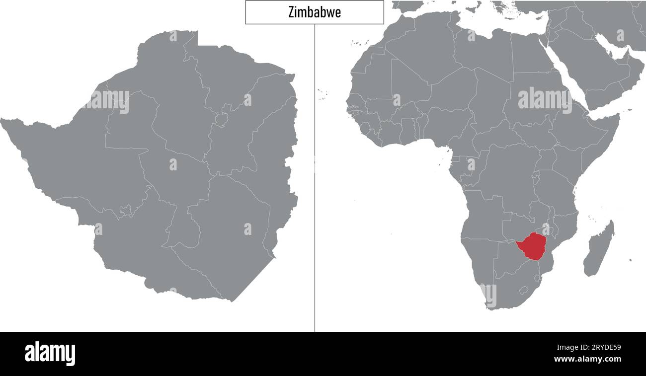 map of Zimbabwe and location on Africa map. Vector illustration Stock ...