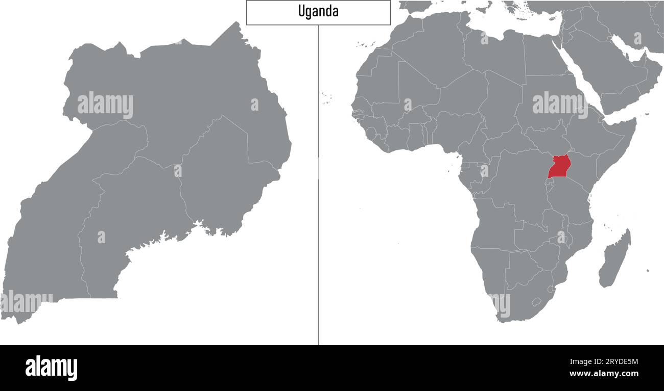 map of Uganda and location on Africa map. Vector illustration Stock ...