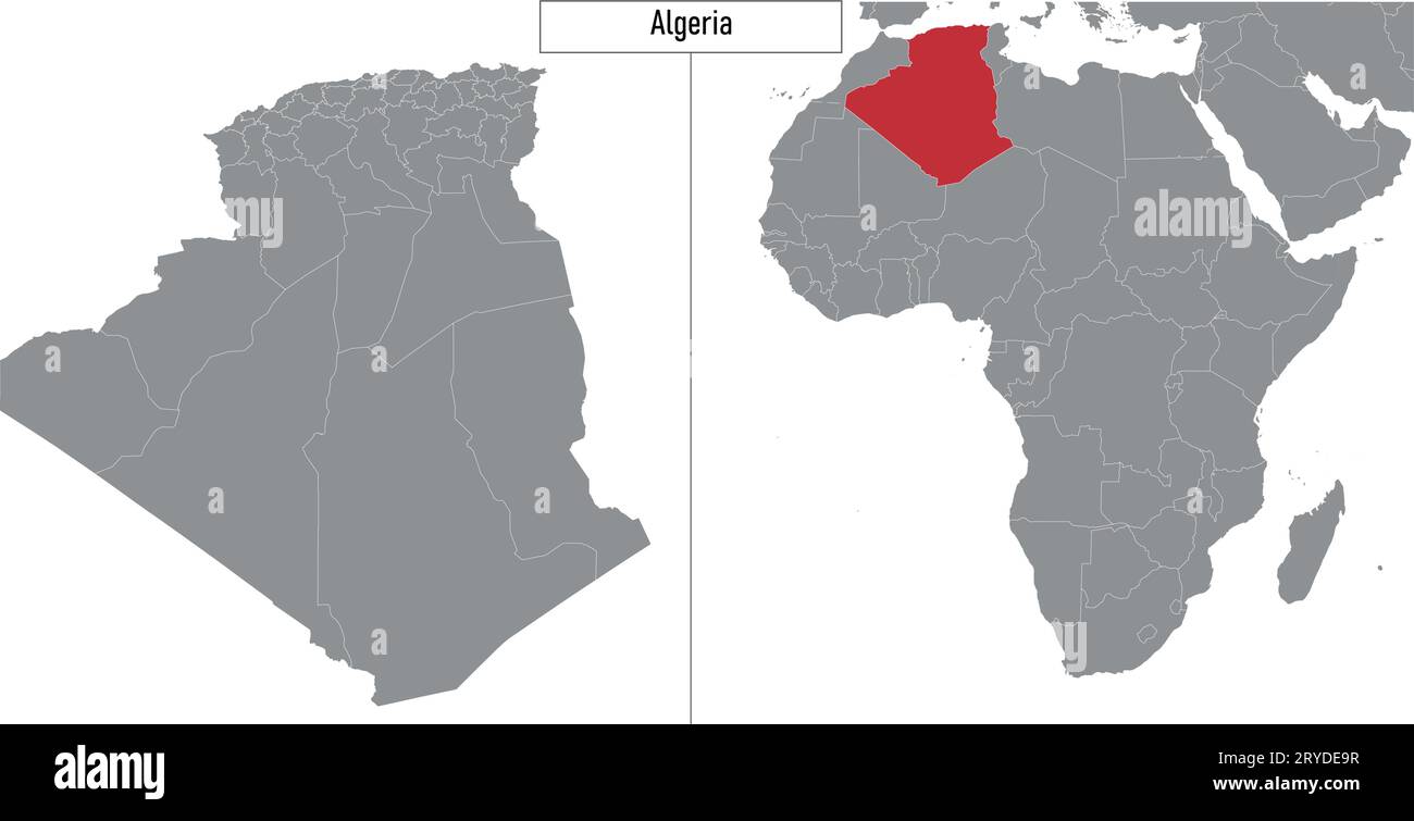 map of Algeria and location on Africa map. Vector illustration Stock ...