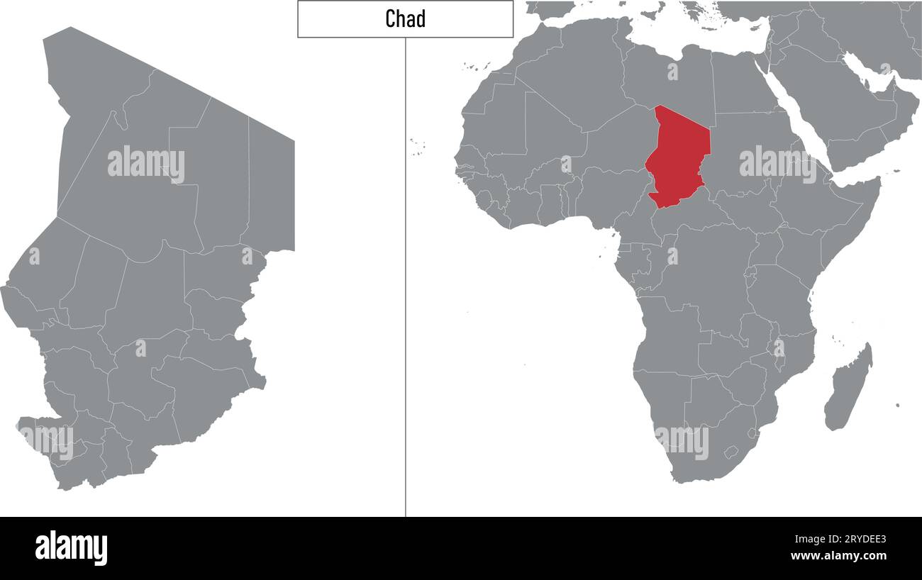 map of Chad and location on Africa map. Vector illustration Stock ...