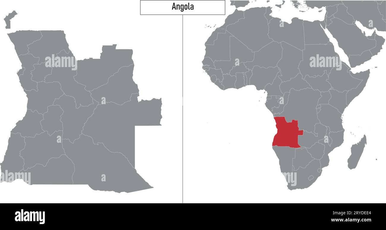 map of Angola and location on Africa map. Vector illustration Stock ...