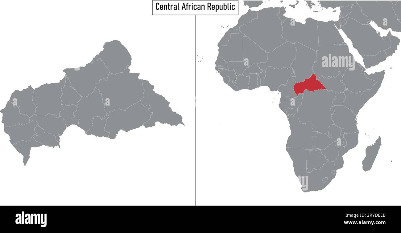 map of Central African Republic and location on Africa map. Vector ...
