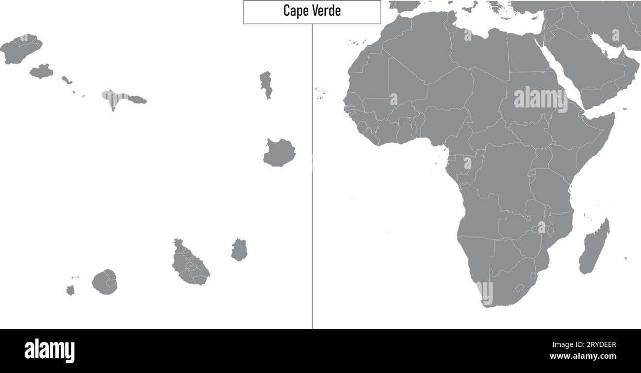 map of Cape Verde and location on Africa map. Vector illustration Stock ...