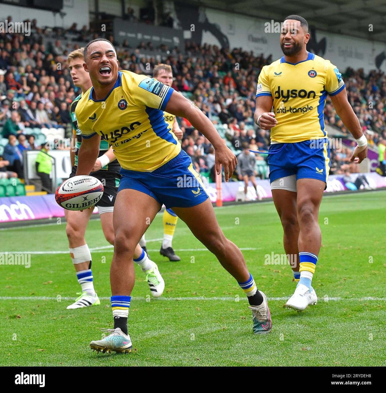 Northampton ENGLAND - Sept 30 2023 : Max Ojomoh of Bath during the ...