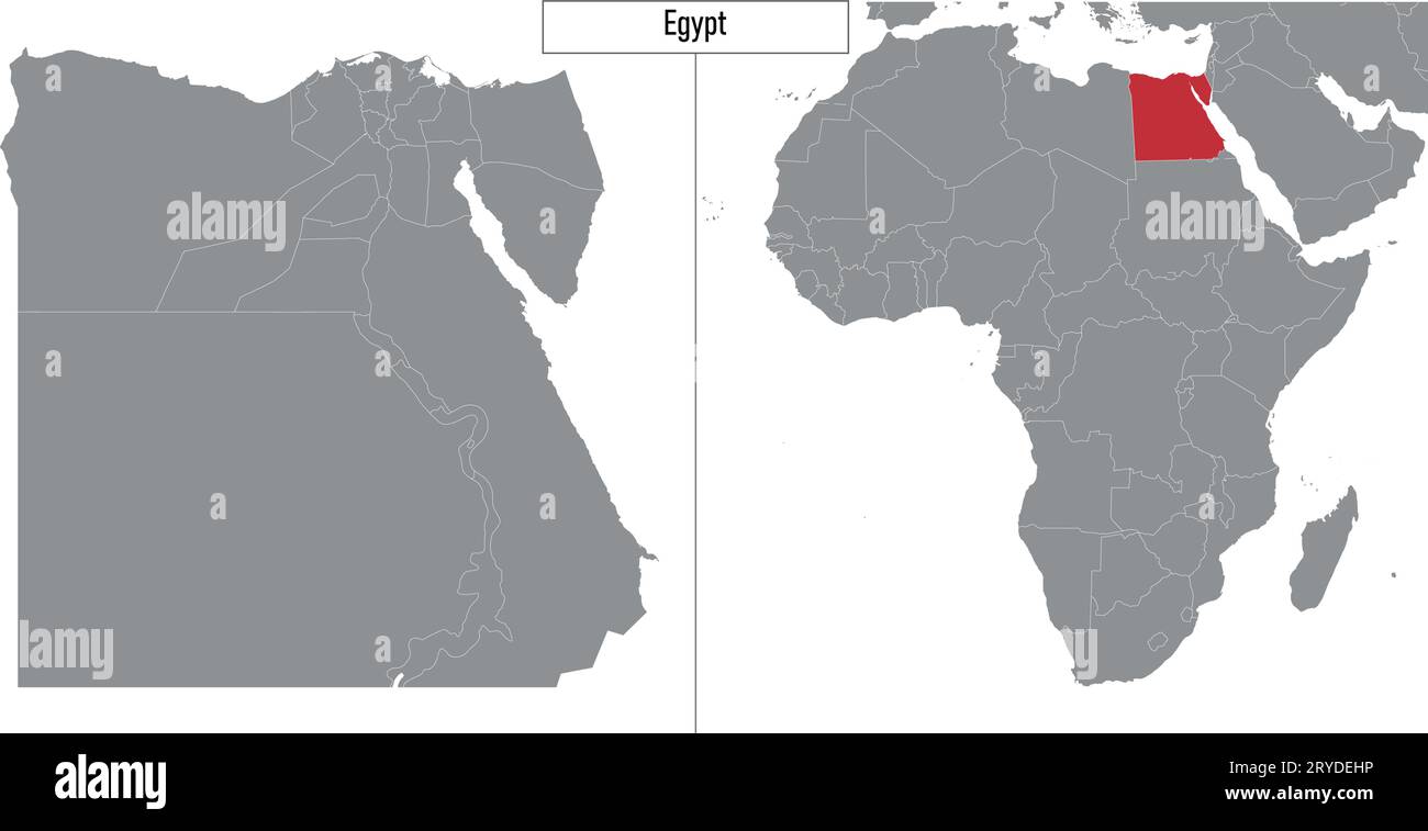 map of Egypt and location on Africa map. Vector illustration Stock ...