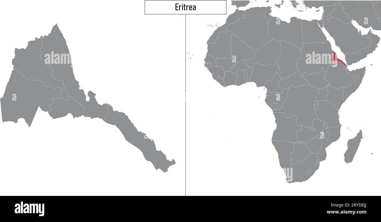 map of Eritrea and location on Africa map. Vector illustration Stock ...