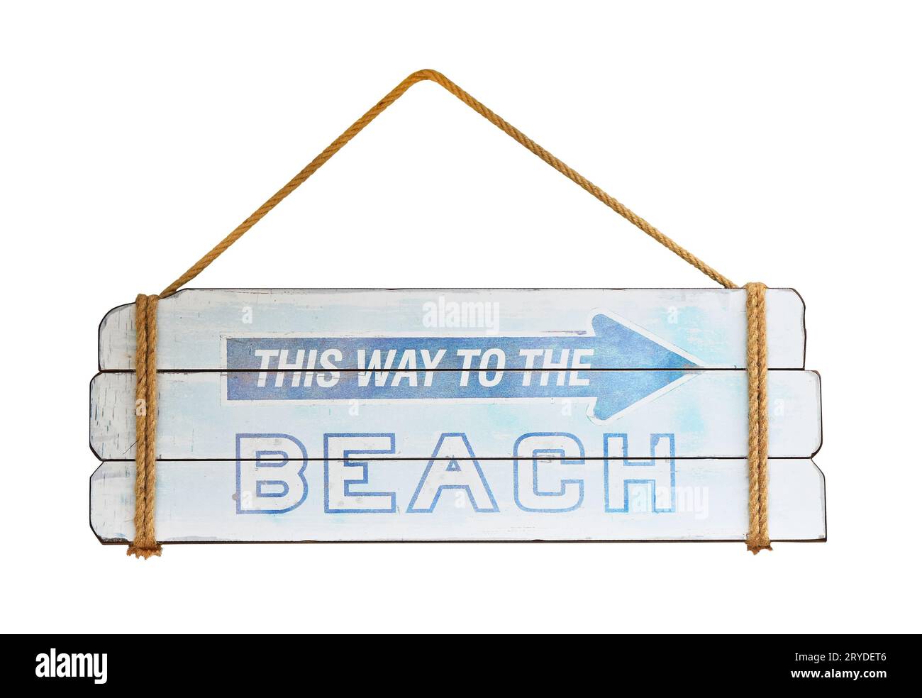 Old wooden way to beach sign isolated Stock Photo - Alamy