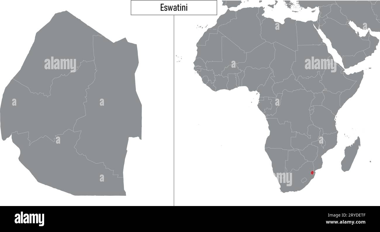 map of Eswatini and location on Africa map. Vector illustration Stock ...