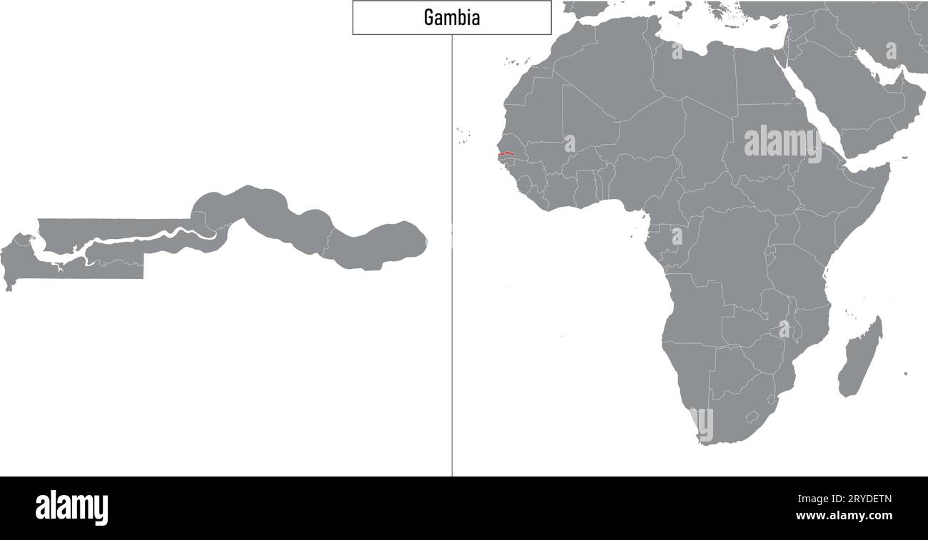 map of Gambia and location on Africa map. Vector illustration Stock ...