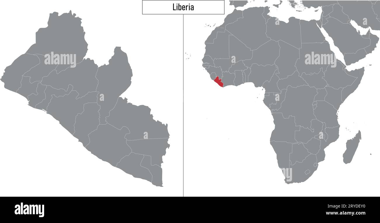 map of Liberia and location on Africa map. Vector illustration Stock ...