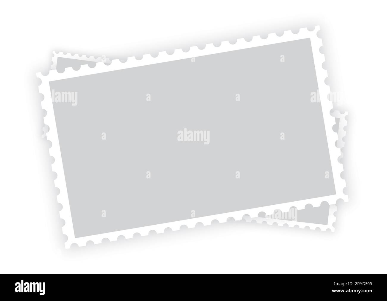 Three old retro style grey blank paper postage stamp frames with shadow ...