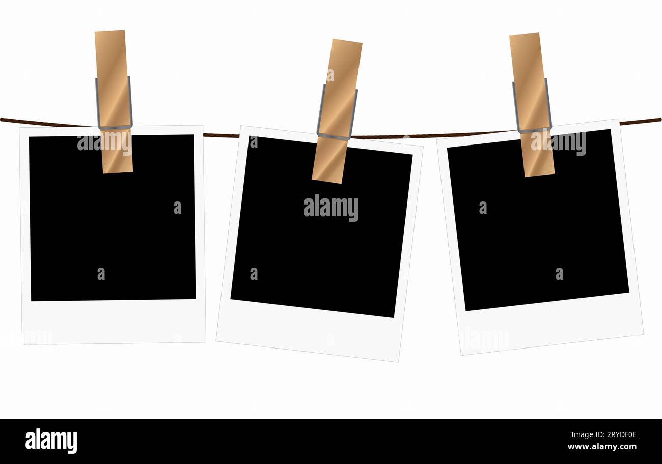 Vector illustration of three empty blank photo polaroid frame slides ...