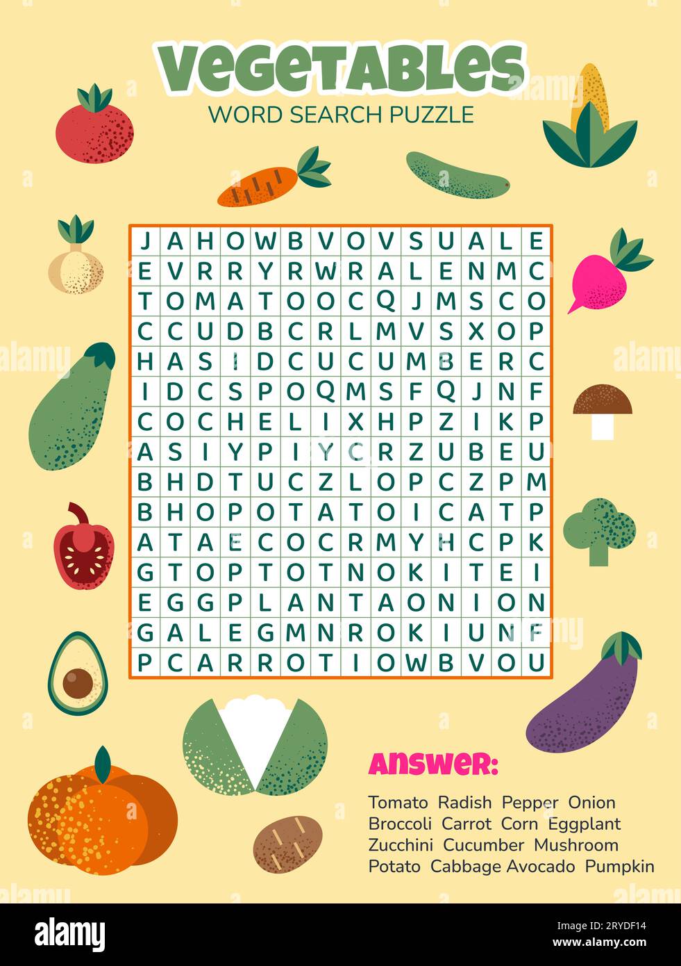 Word search puzzle with vegetables. Education task Stock Vector Image ...