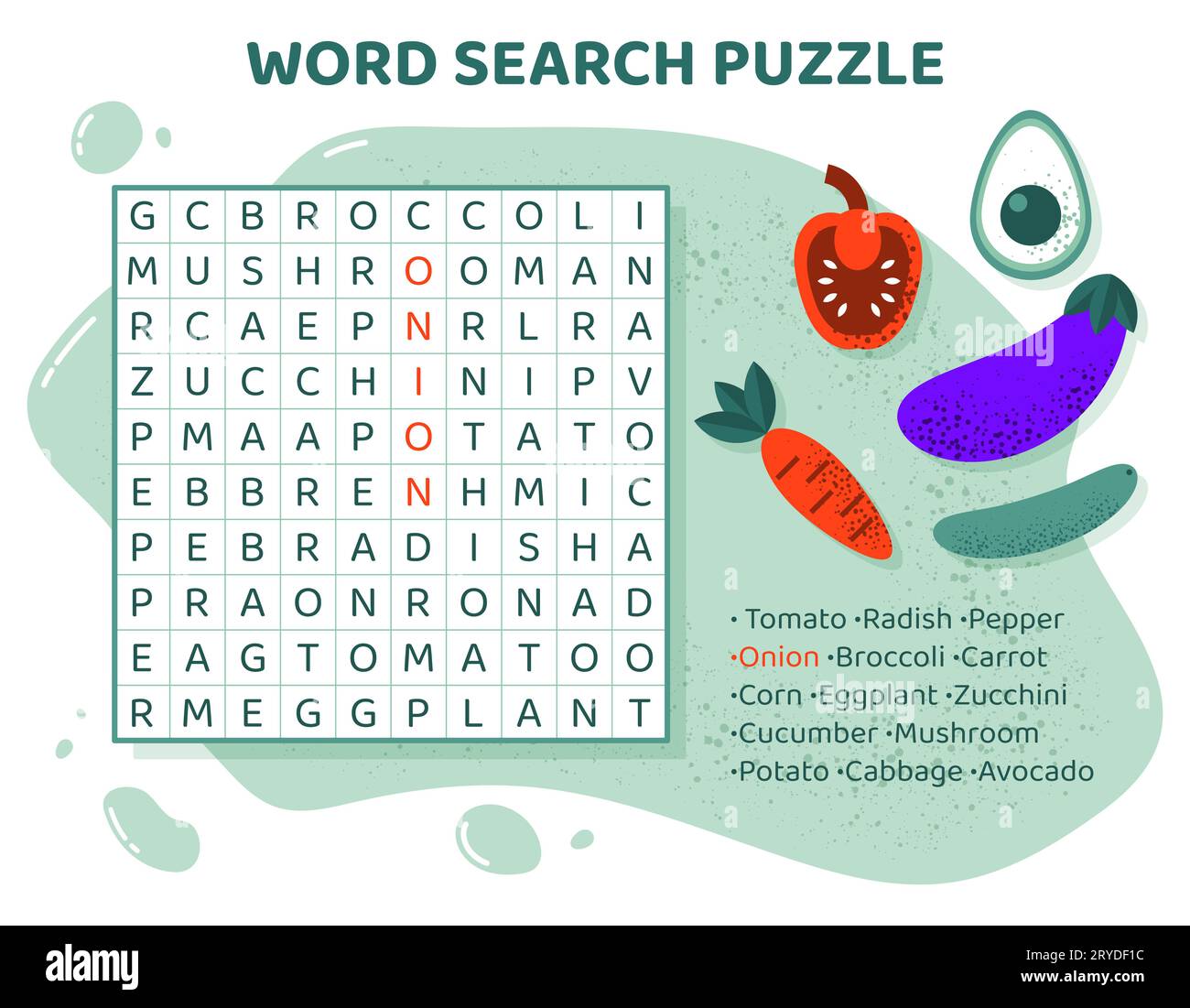 Word search puzzle with vegetables. Education task Stock Vector Image ...