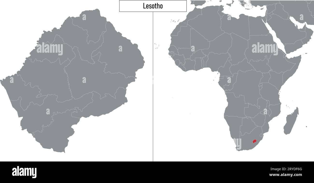 map of Lesotho and location on Africa map. Vector illustration Stock ...