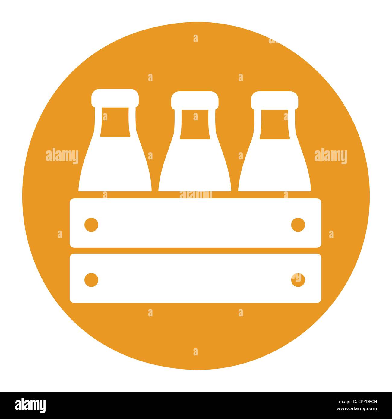 Milk wooden box. Milk bottles crate vector icon. Dairy product sign ...
