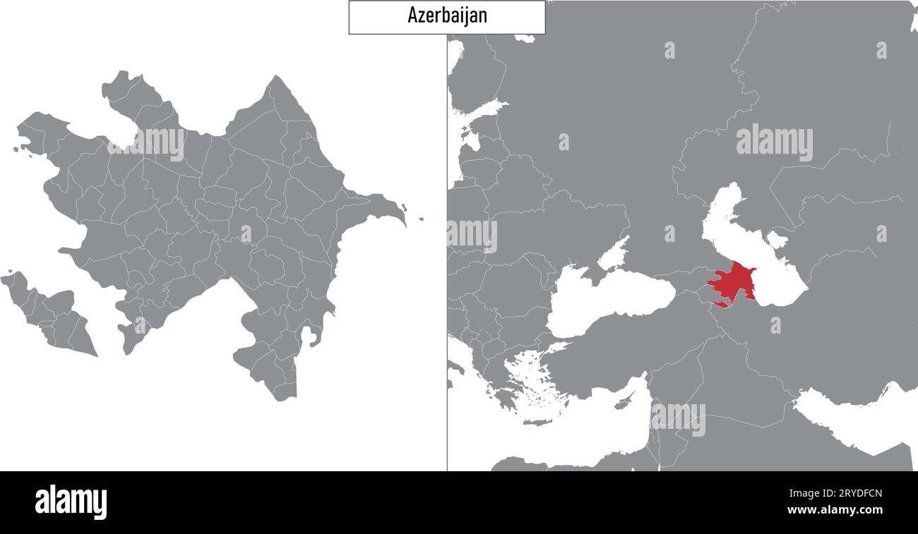 map of Azerbaijan and location on Europe map. Vector illustration Stock ...