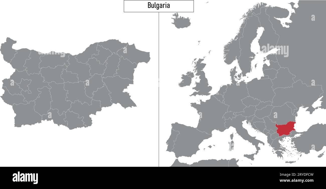 map of Bulgaria and location on Europe map. Vector illustration Stock ...
