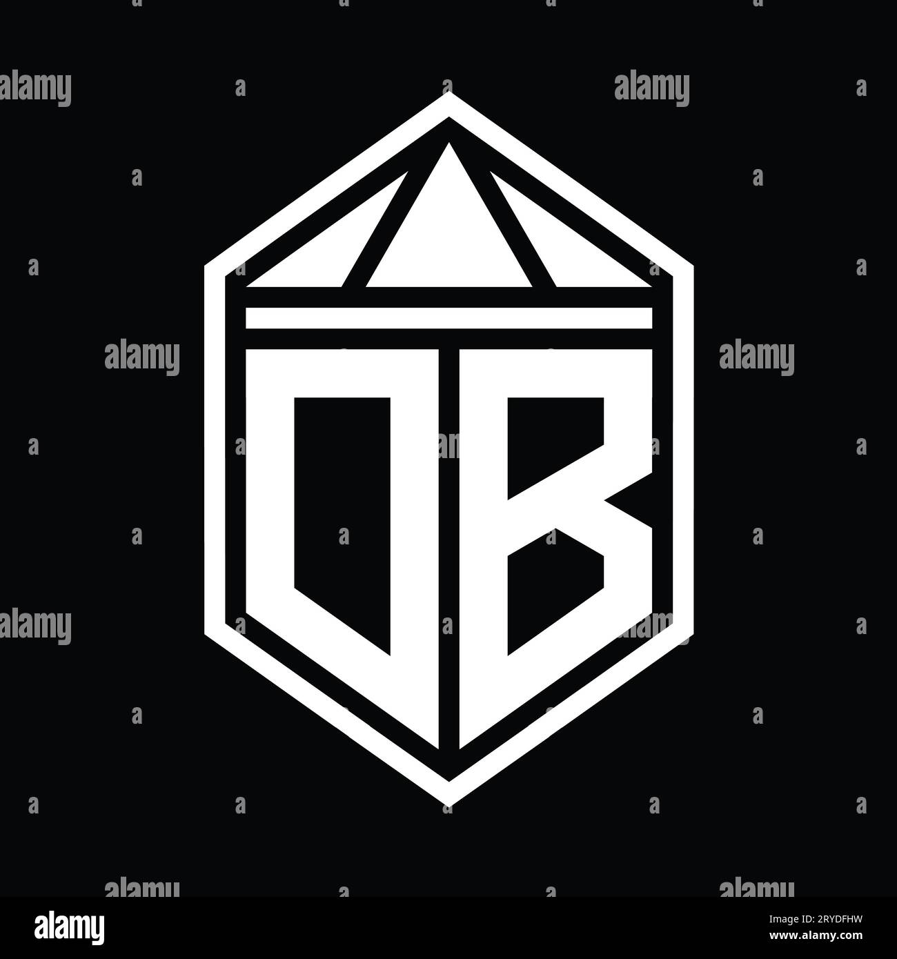 DB Letter Logo monogram simple hexagon shield shape with triangle crown isolated style design ...