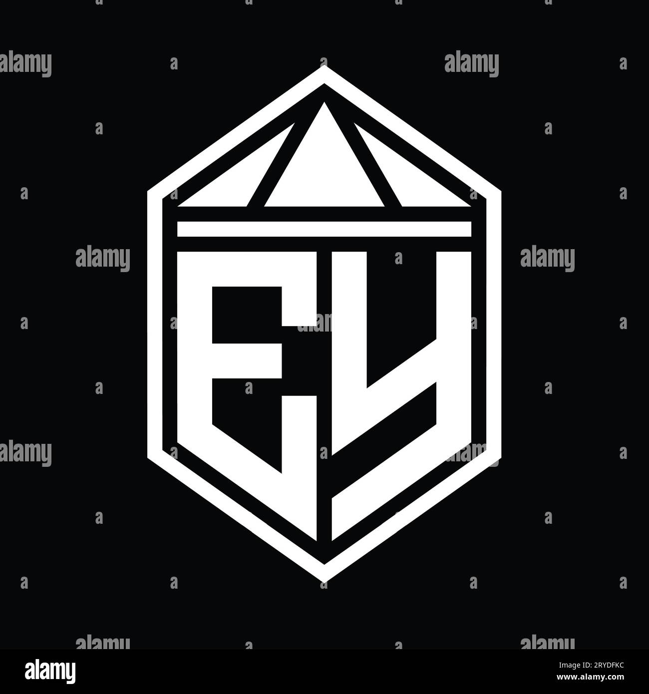 EY Letter Logo monogram simple hexagon shield shape with triangle crown isolated style design ...