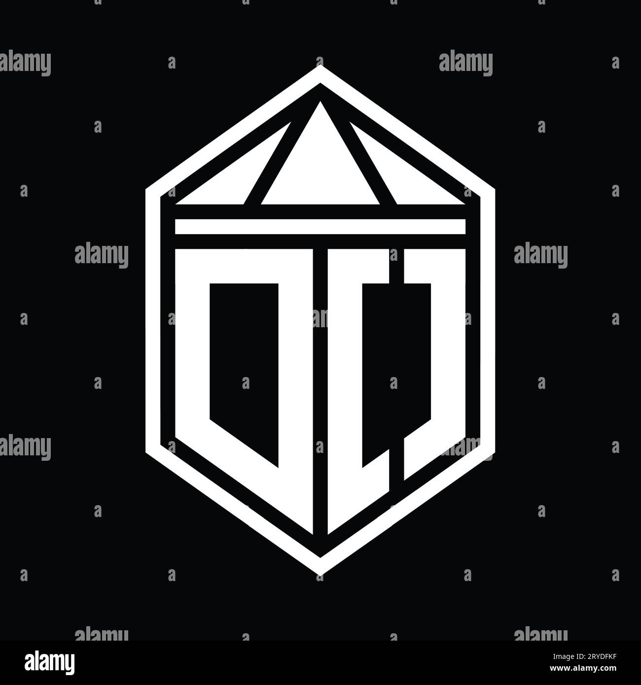 DO Letter Logo monogram simple hexagon shield shape with triangle crown isolated style design ...