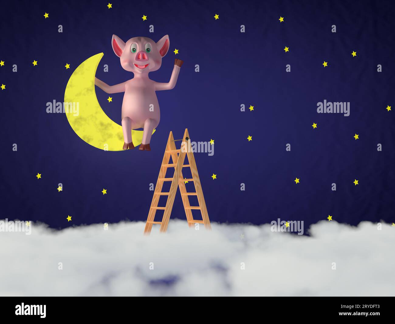 Pig on the moon Stock Photo - Alamy
