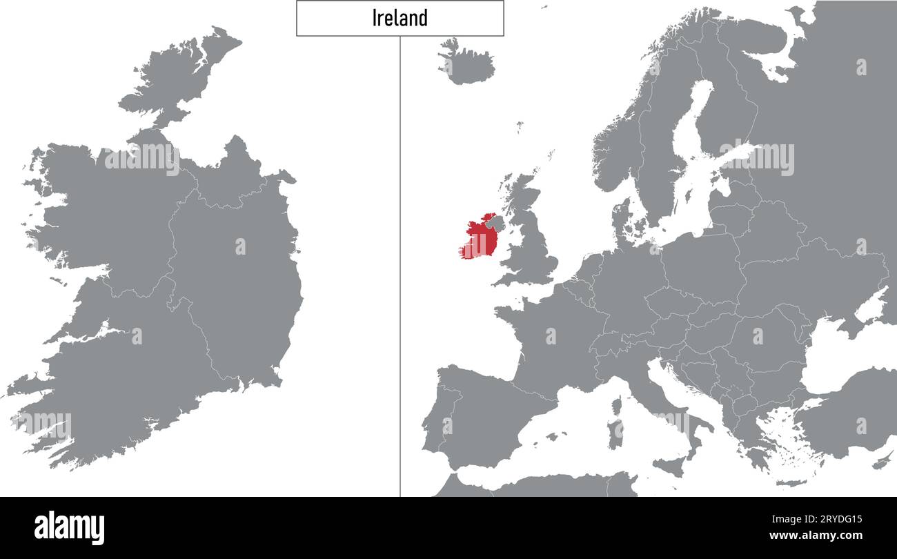 map of Ireland and location on Europe map. Vector illustration Stock ...